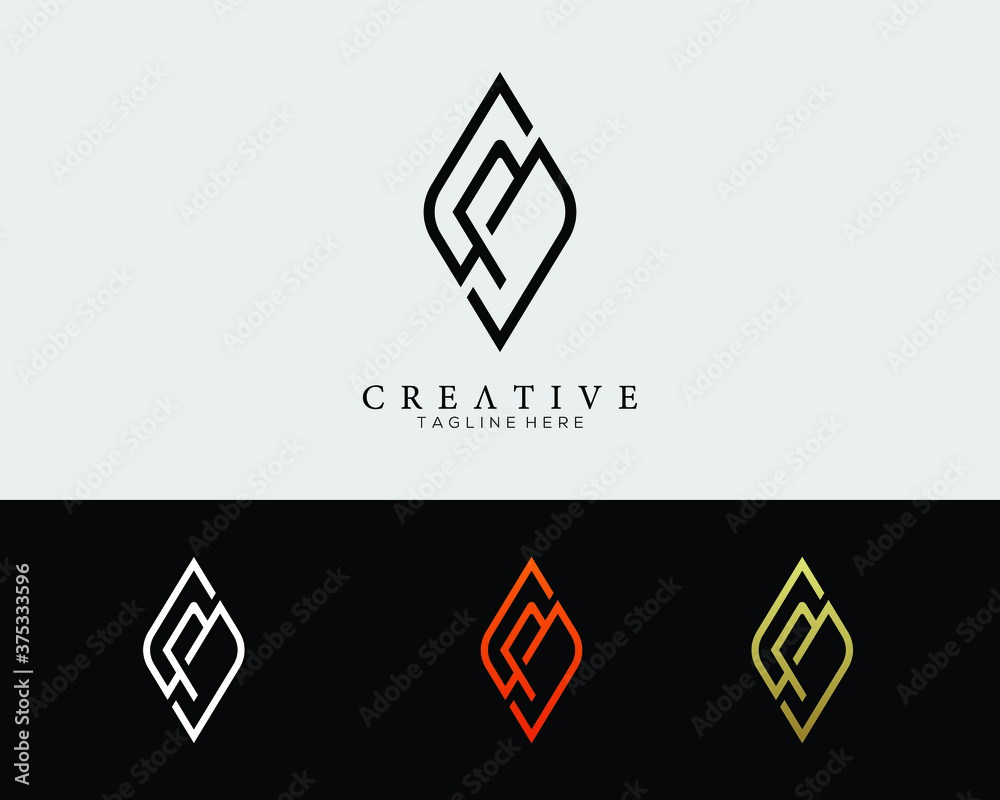 letter P and S design logo template modern creative elegant Stock ...