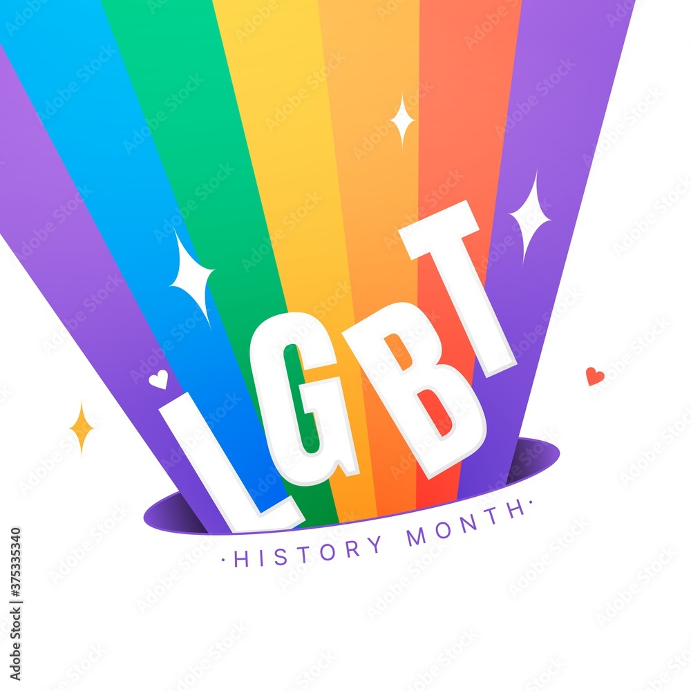 Poster LGBT History Month square vector illustration with shining lgbt ...