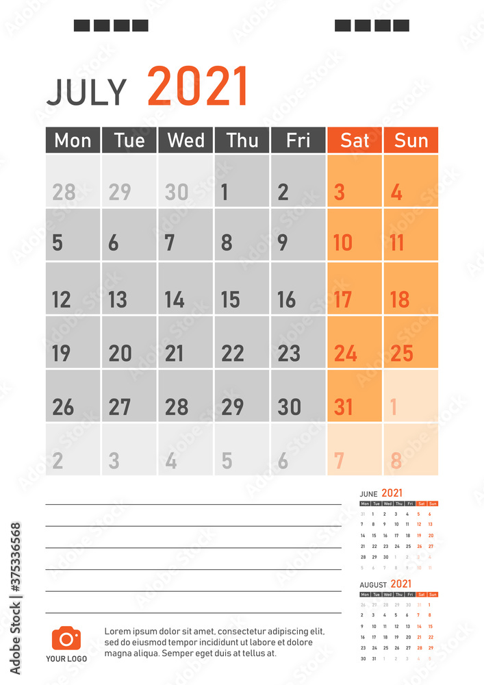 Calendar 2021 template planner vector new year calender in minimal ...