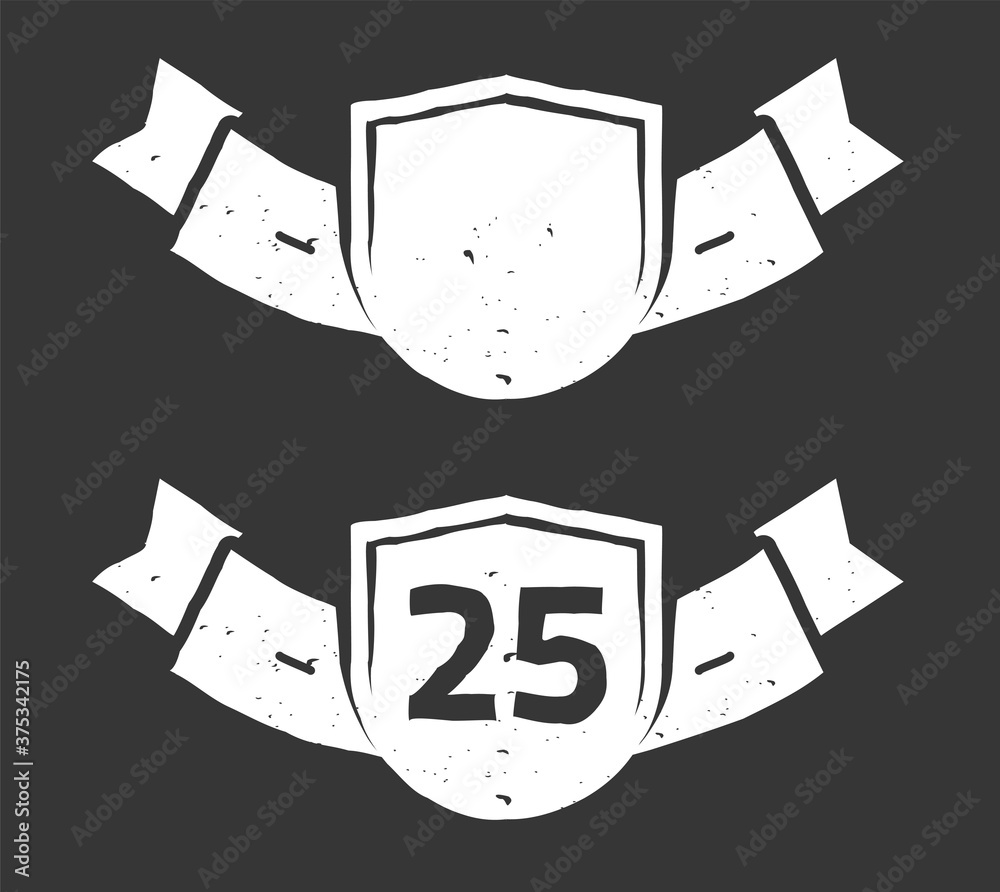 25 years anniversary logo award ribbon vector icon retro vintage old ...