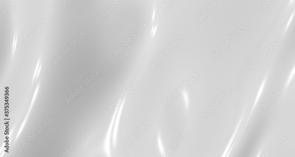 3d illustration white wrinkle background, swaying glossy material ...