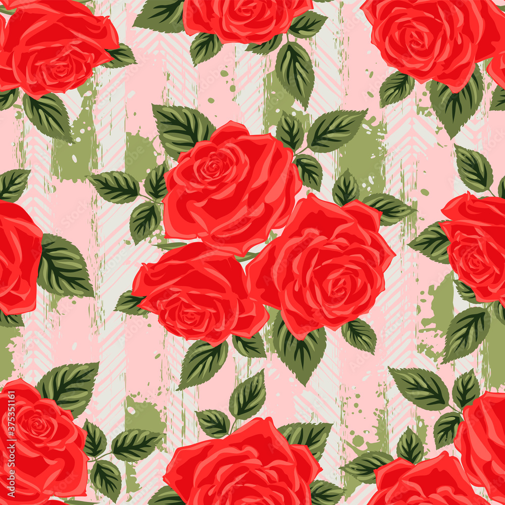 Seamless pattern with roses on texture background. Can be used on ...