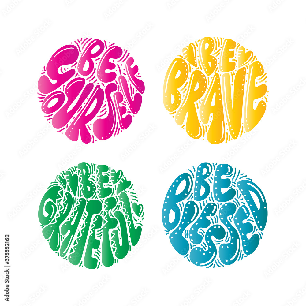 set Of Positive Words. Handwritten Inspirational Motivational Quotes ...