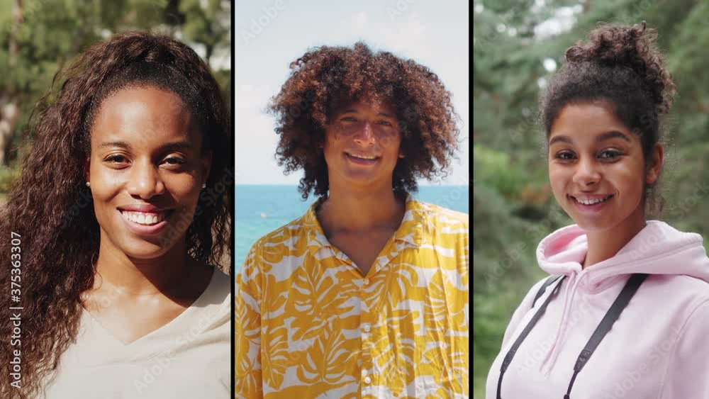 Collage portrait of mix raced black african american young ...