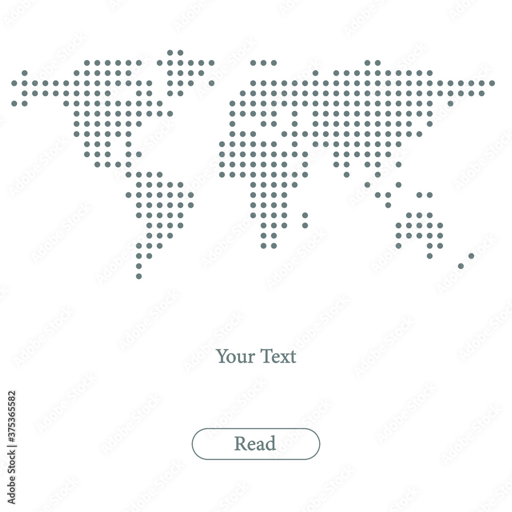 An illustration of a world map from dots on white background. Stock ...