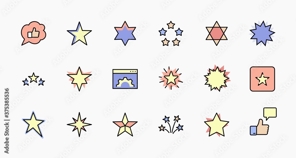 Set of Stars Vector Line Icons. Contains such Icons as Starry night ...