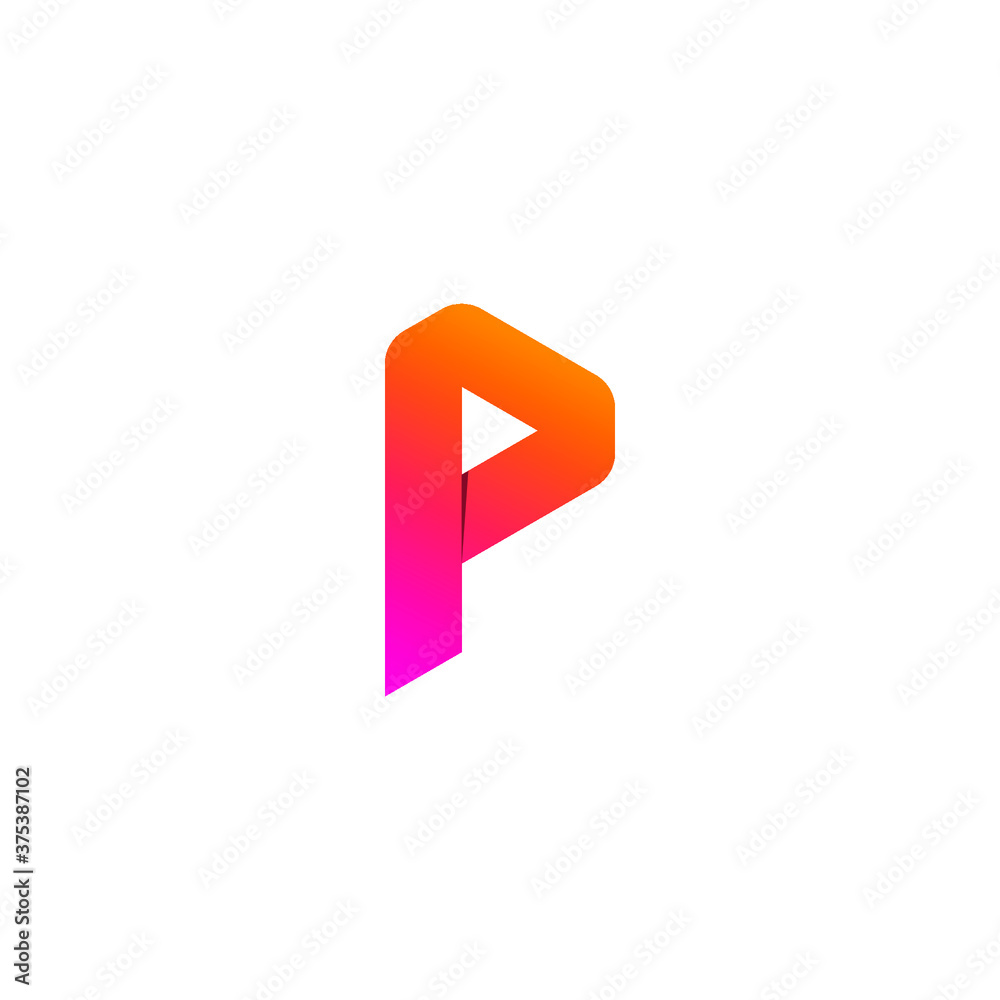 Letter P Play Logo, Audio logo and letter P icons, P play letter video ...