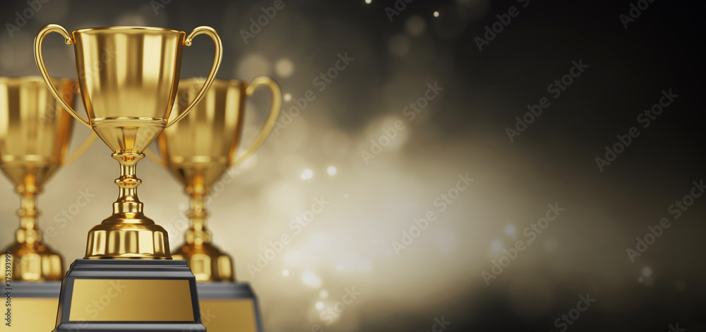 golden trophy award with copy space for text. 3d rendering. Stock ...
