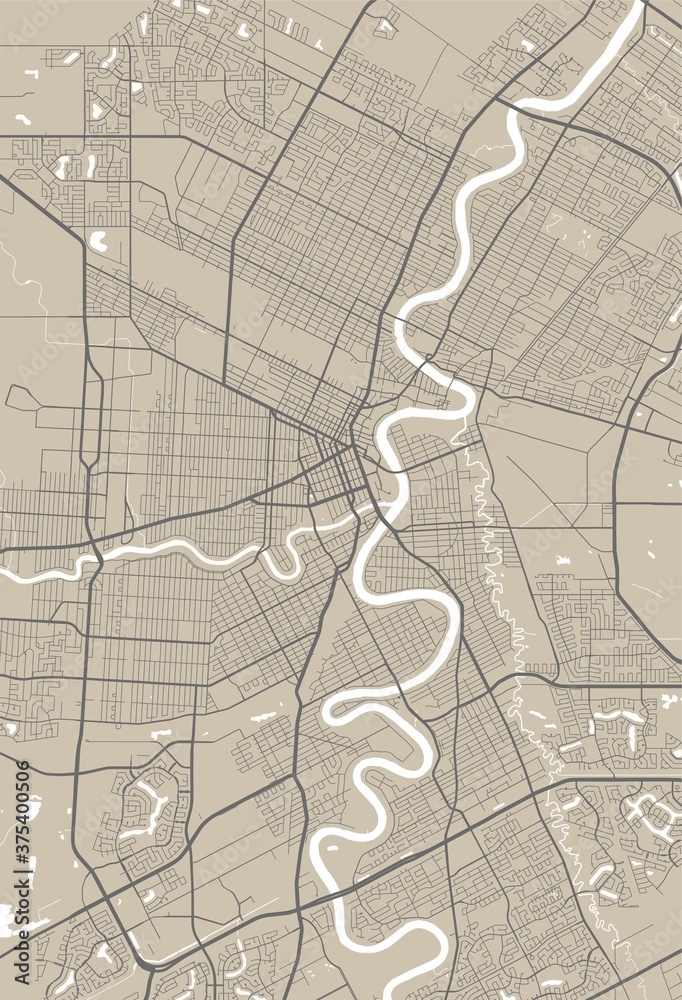 Detailed map of Winnipeg city, linear print map. Cityscape panorama ...