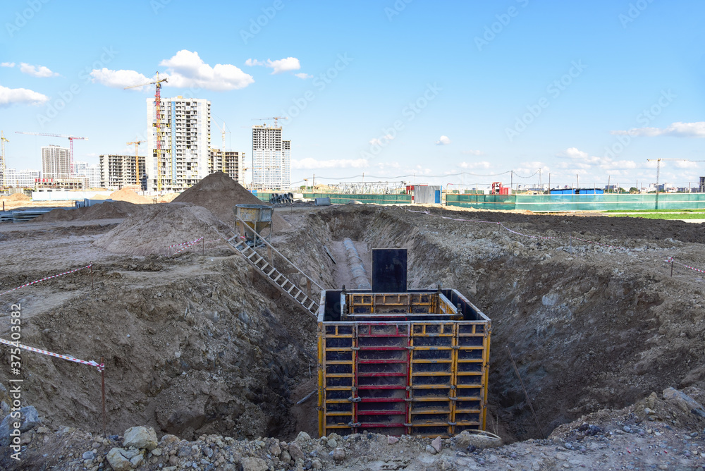 Concrete pile in formwork frame for construct stormwater and ...
