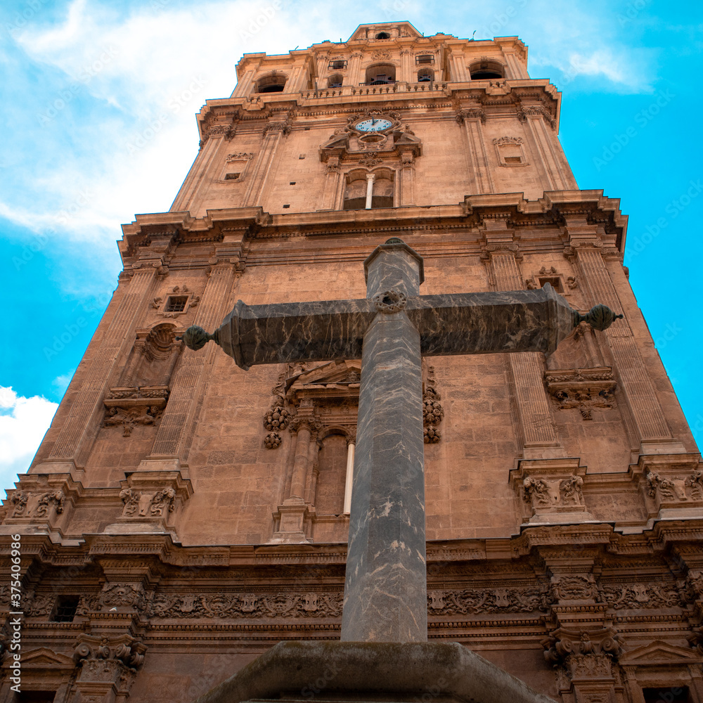 Plano Contrapicado de la Catedral de Murcia Stock Photo | Adobe Stock