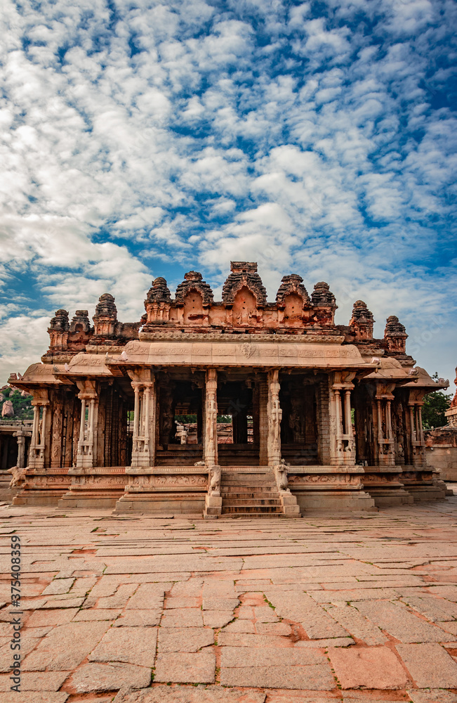 vithala temple hampi ruins antique stone art from unique angle with ...
