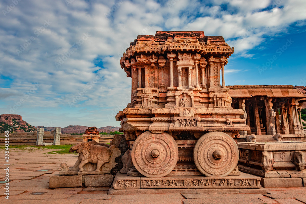 hampi stone chariot the antique stone art piece from unique angle with ...