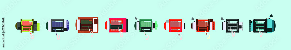 Set icons of lifting equipment, cranes, winches and hooks isolated ...