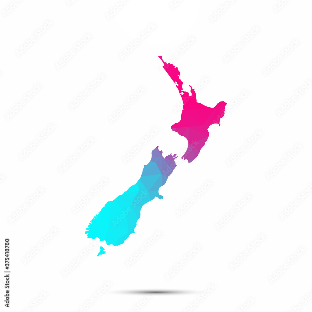 New Zealand map triangle low poly geometric polygonal abstract style ...