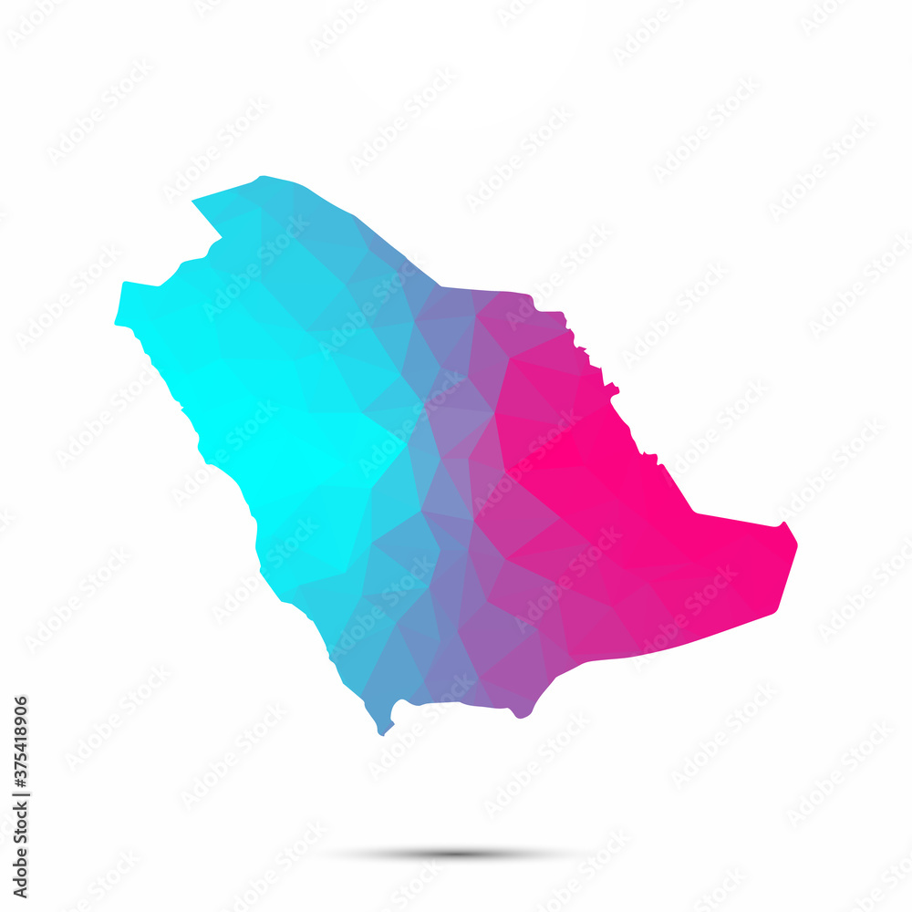 Saudi Arabia map triangle low poly geometric polygonal abstract style ...