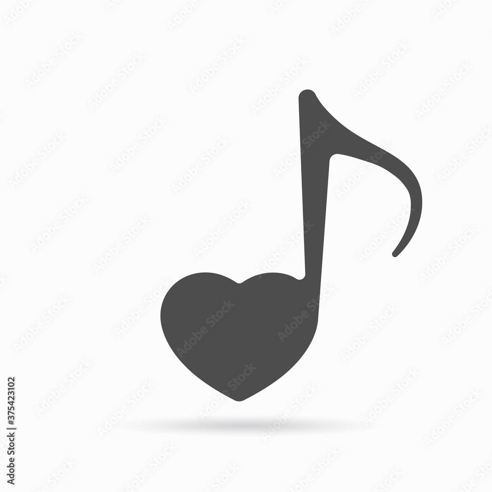 Musical note heart shape. Vector illustration Stock Vector | Adobe Stock