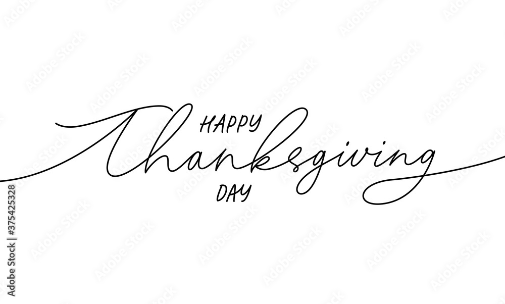 Happy Thanksgiving modern vector line calligraphy. Hand drawn holiday ...
