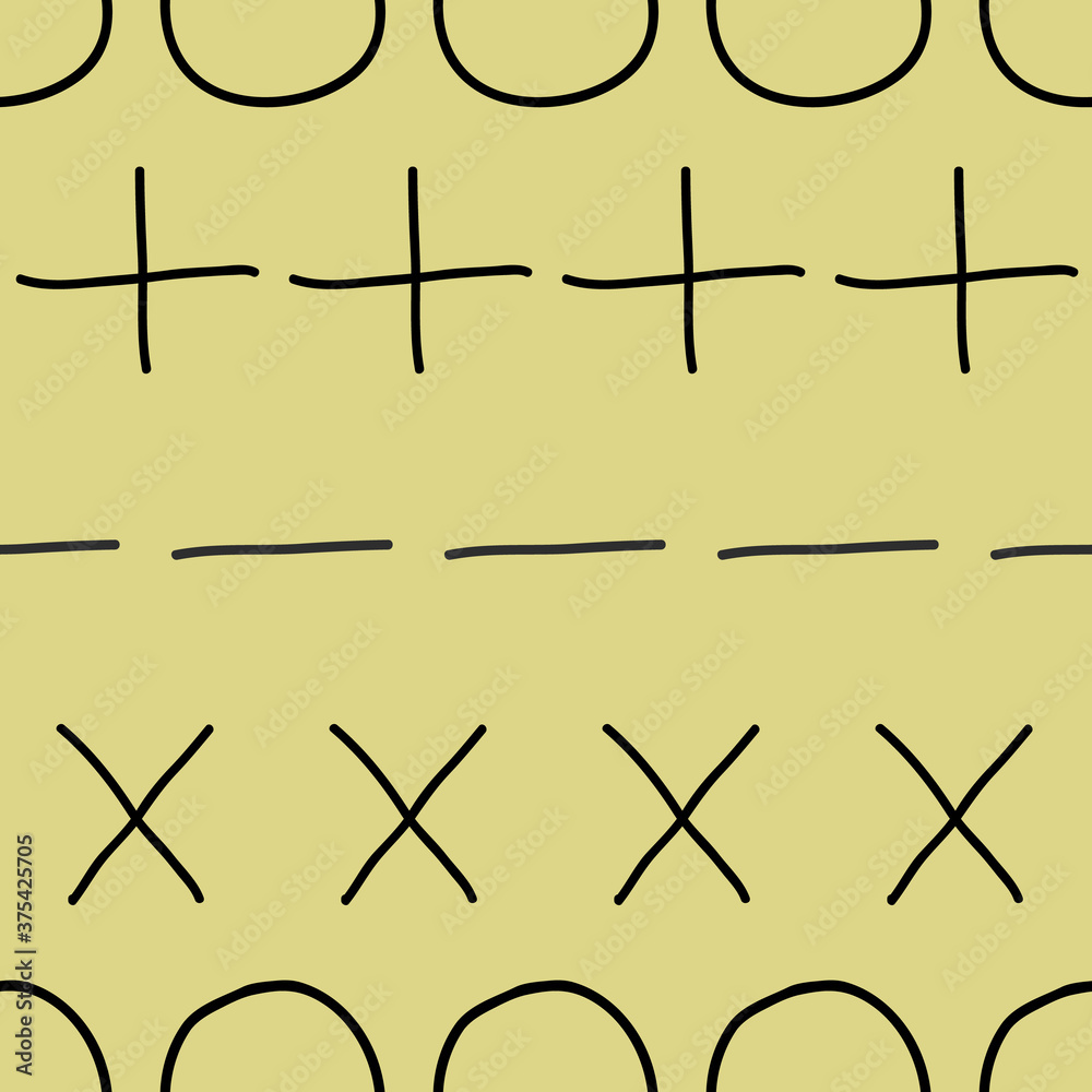 Line Up Symbols marks on yellow background plus minus x o seamless ...