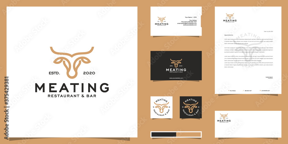 Beef bull logo. Steak grilled and BBQ meats logo and brand identity ...