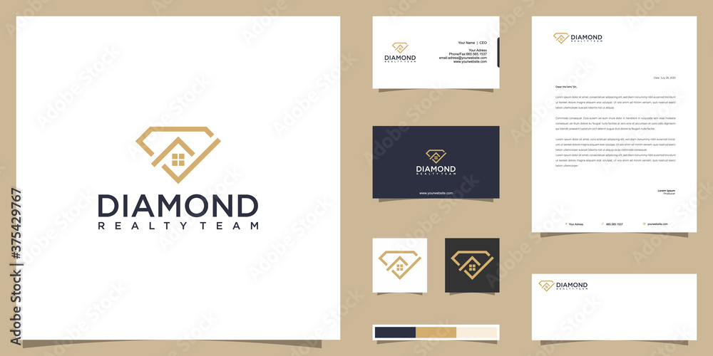 Diamond real estate logo and brand identity design Stock Vector | Adobe ...