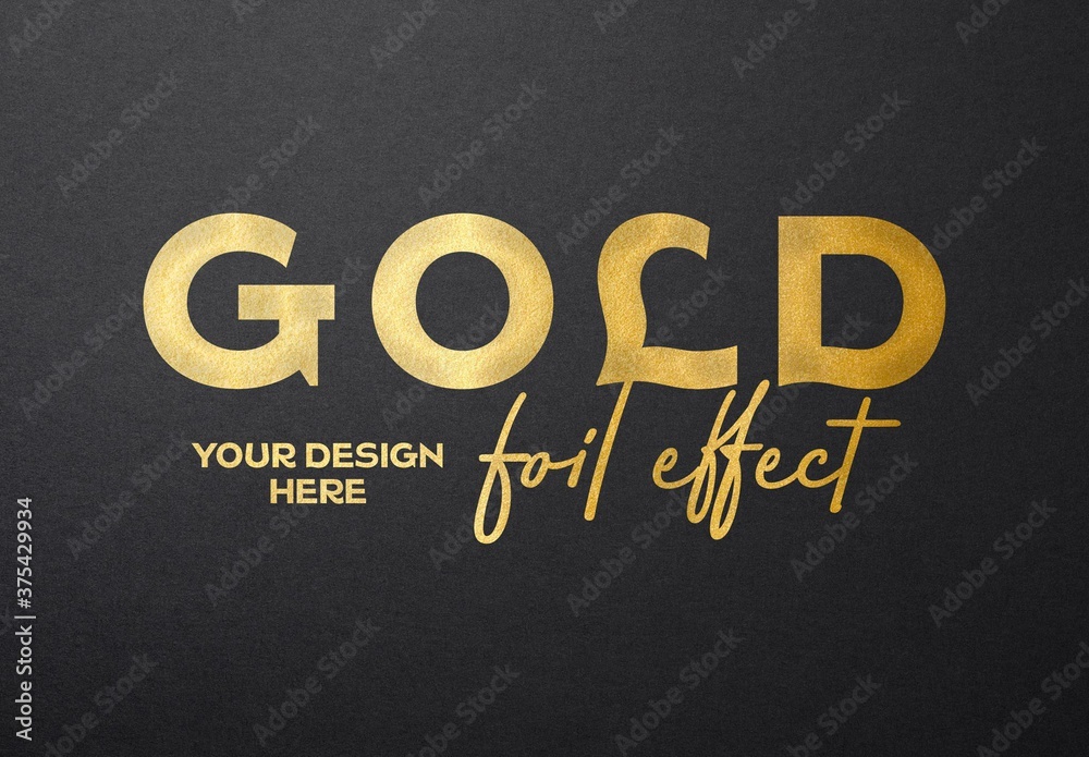Gold Hot Foil Text Effect Mockup Stock Template | Adobe Stock
