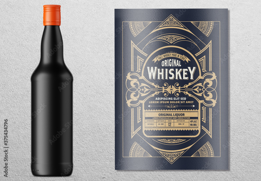 Vintage Whiskey Label Packaging Layout Stock Template | Adobe Stock