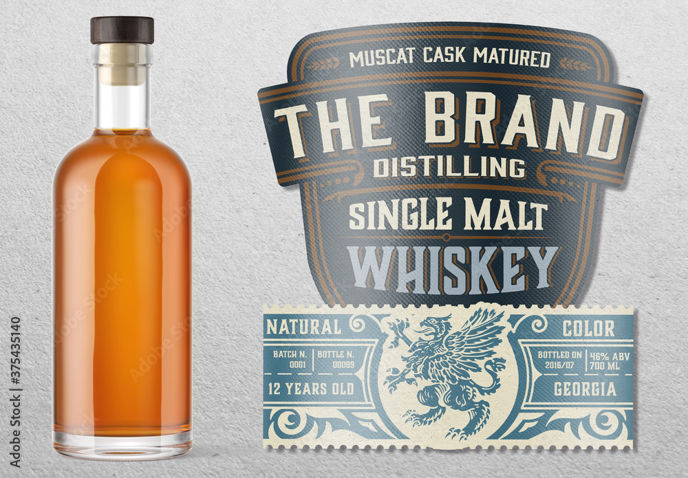 Vintage Whiskey Label Packaging Layout Stock Template | Adobe Stock