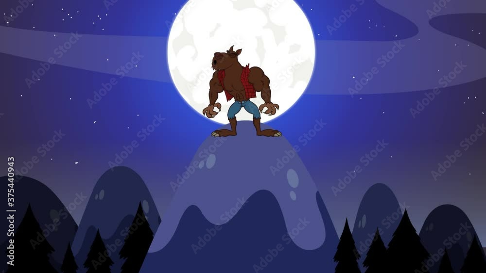 Angry Werewolf Cartoon Character. 4K Animation Video Motion Graphics ...