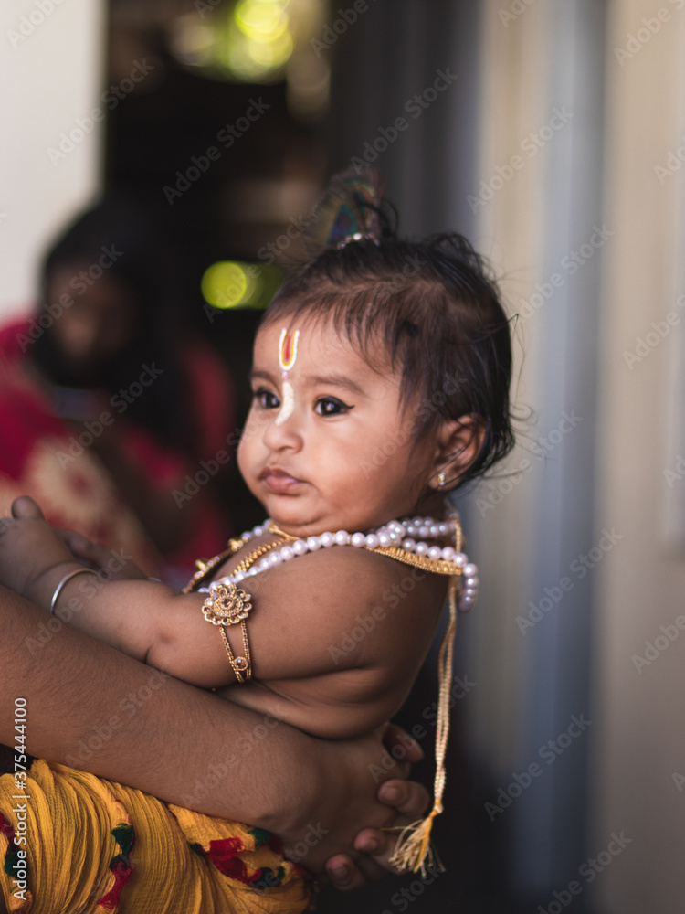 Cute baby dressed up like lord krishna/gopal in the occasion of ...