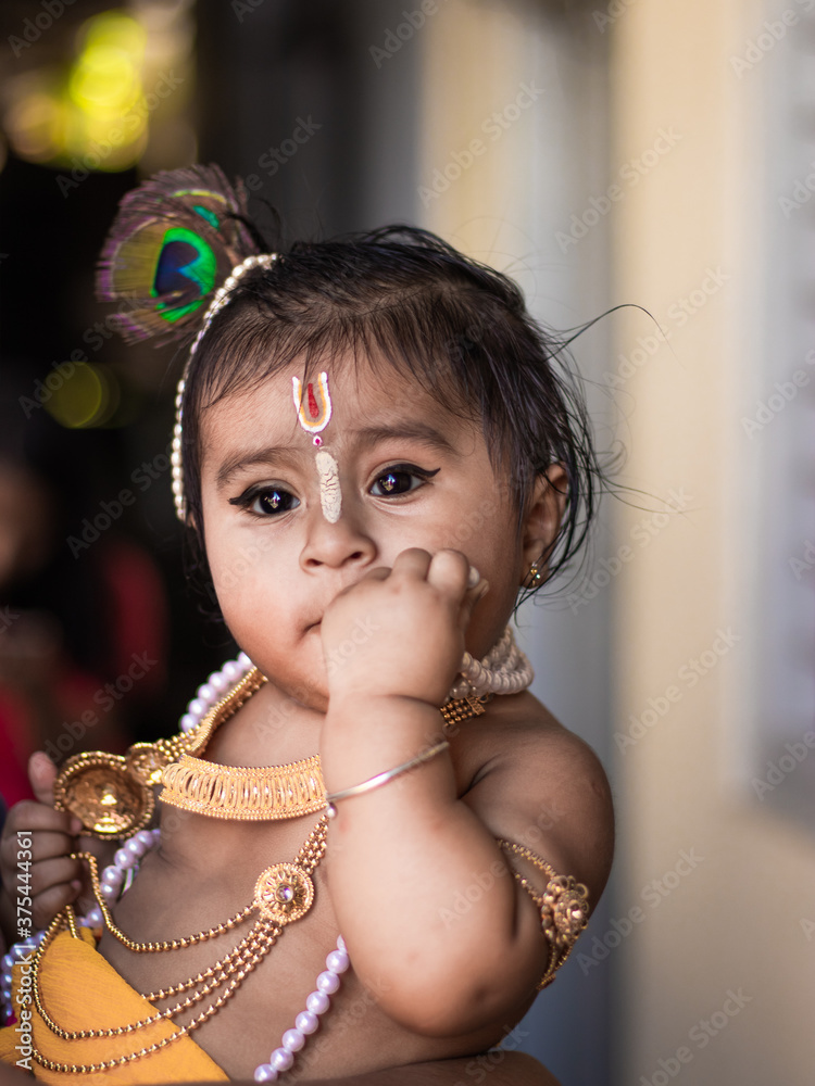 Cute baby dressed up like lord krishna/gopal in the occasion of ...