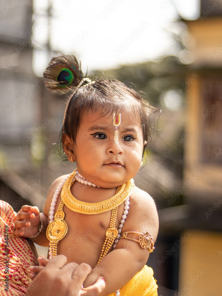 Cute baby dressed up like lord krishna/gopal in the occasion of ...