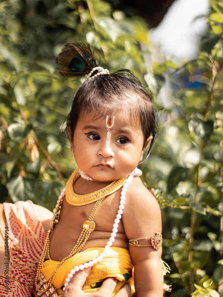 Cute baby dressed up like lord krishna/gopal in the occasion of ...