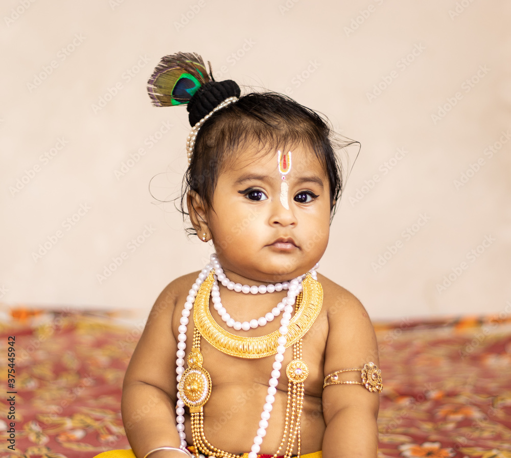 Cute baby dressed up like lord krishna/gopal in the occasion of ...