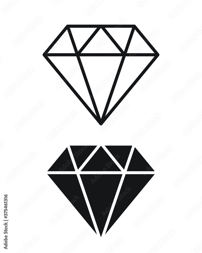 Diamond shape icon. Jewel crystal sign. Gem symbol. Luxury logo. Vector ...