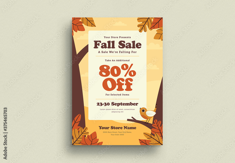 Fall Sale Flyer Layout Stock Template | Adobe Stock