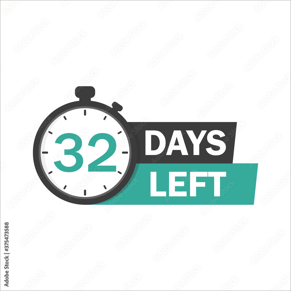 32 Days Left sign - emblem, label, badge,sticker, logo. Designed for ...