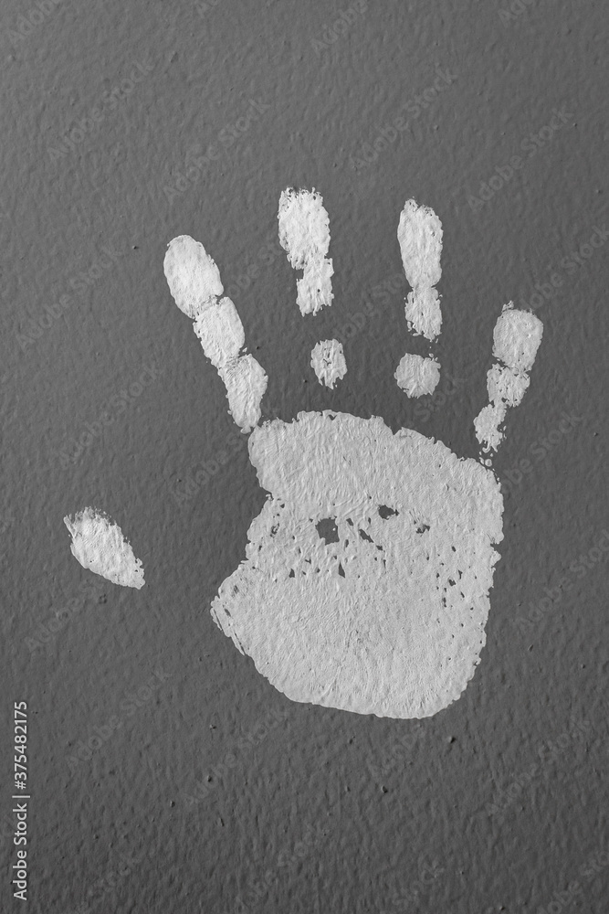 Part of the human body. Handprint with paint. Palm trail. Decor on the ...
