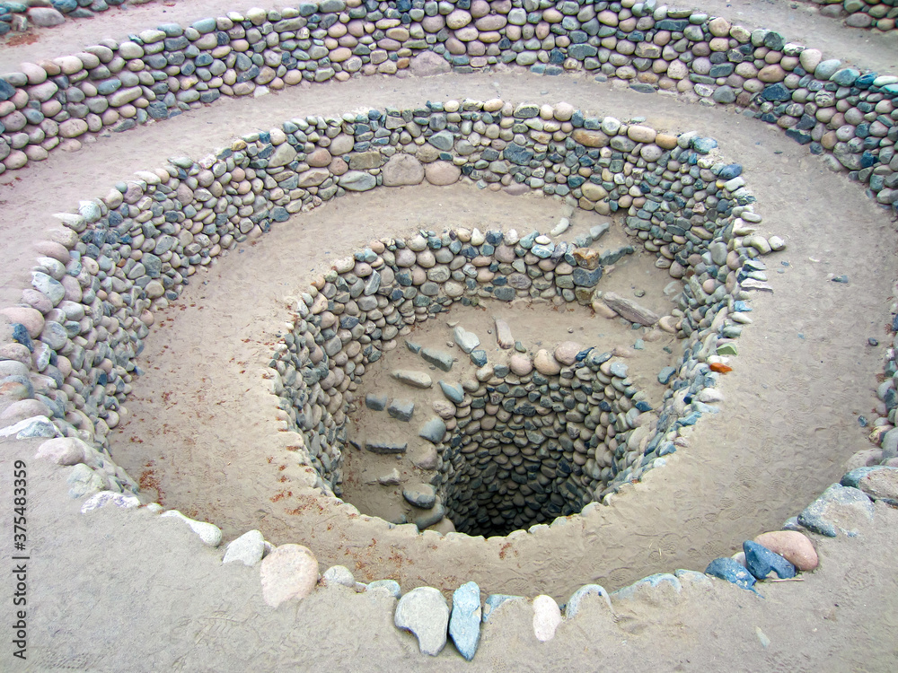 Foto de Spiral Holes Known as "Puquios" that Serve as a Complex ...