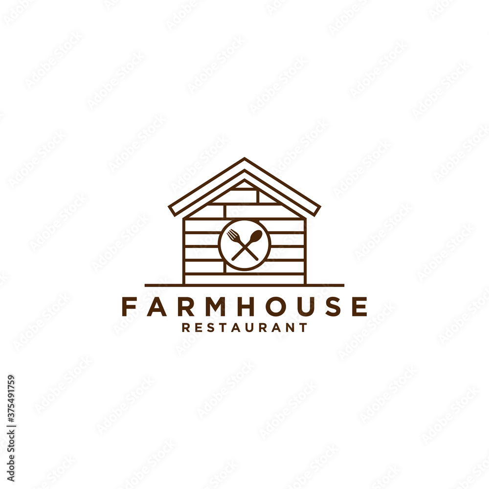 Cutlery /wooden house/farm house for restaurant logo design Stock ...