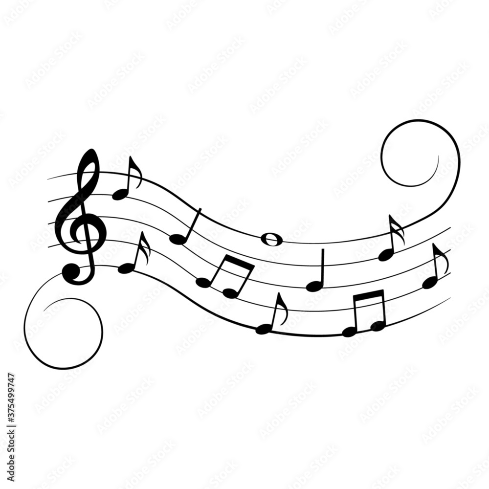 Music notes swirl, musical design element, vector illustration. Stock ...