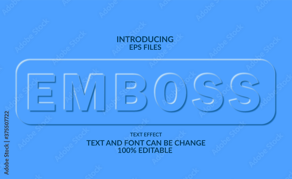 Emboss and neomorphism text, minimal modern blue color. editable font ...