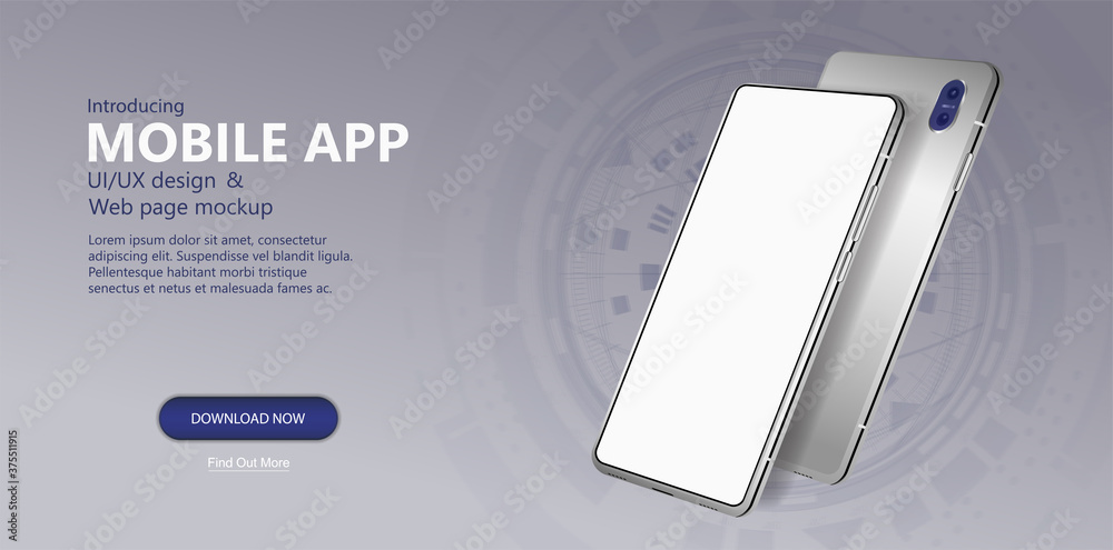 Mockup smartphone and web page template with 3D realistic mobile phone ...