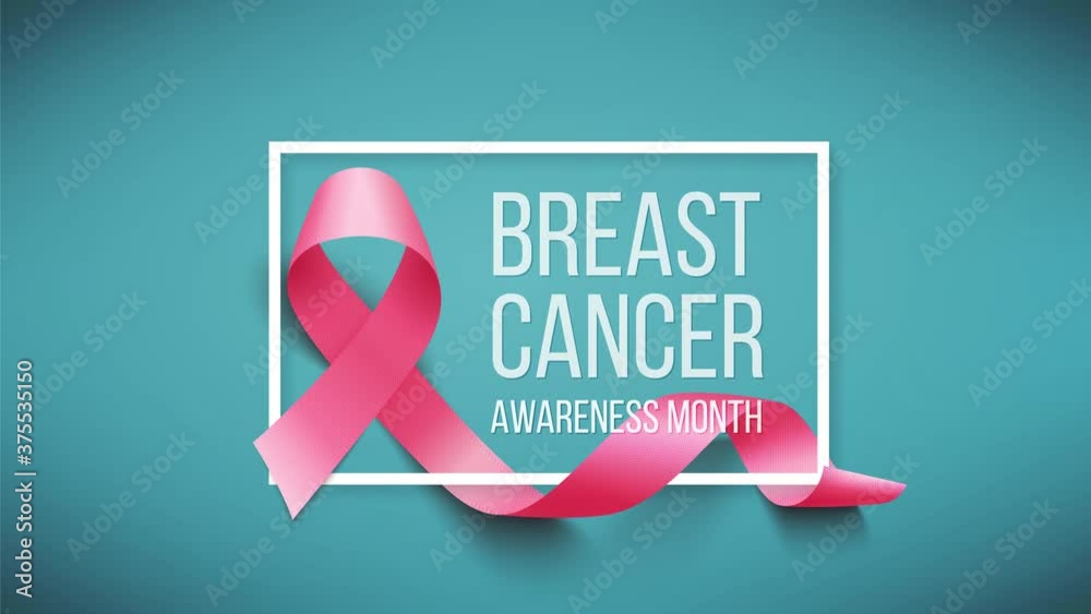 Realistic pink ribbon. Animation with symbol of national breast canser ...