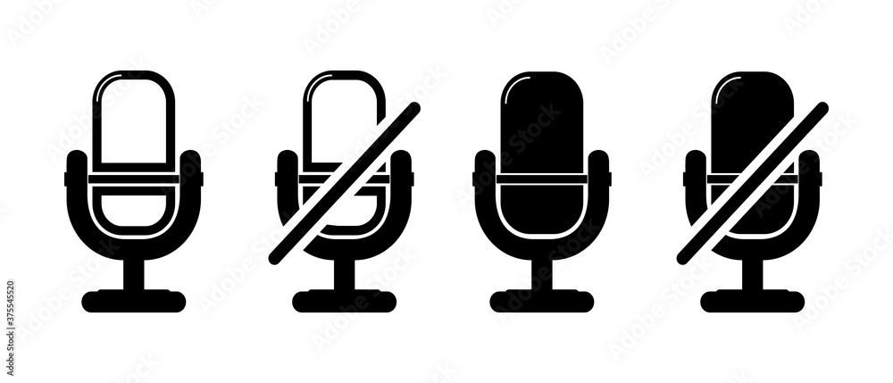 Microphone Muted And Unmuted Signs - Different Vector Illustrations ...
