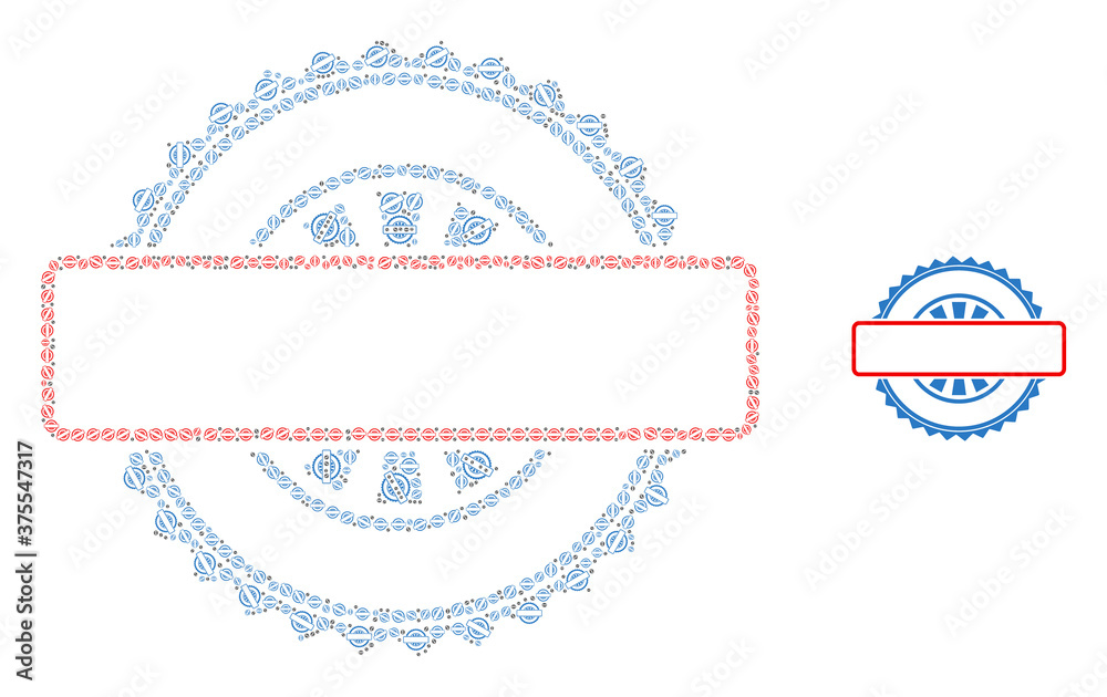 Vector seal stamp template collage is created from repeating recursive ...