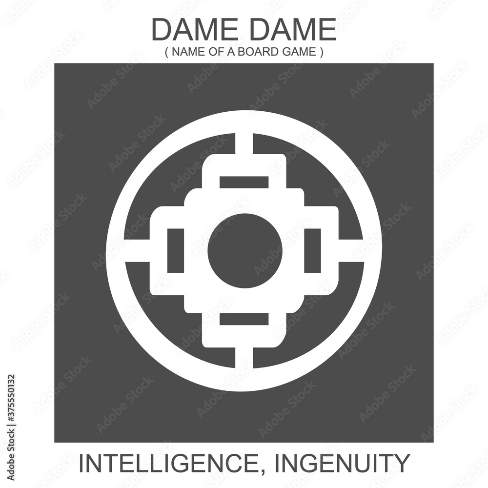 vector icon with african adinkra symbol Dame Dame. Symbol of ...