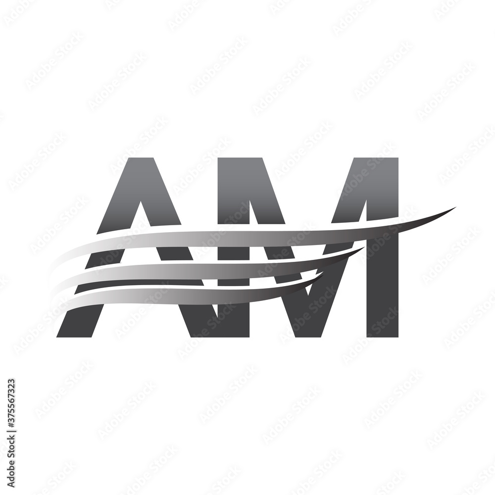 Initial AM wing logo, grey color vector logotype, logo for company name ...