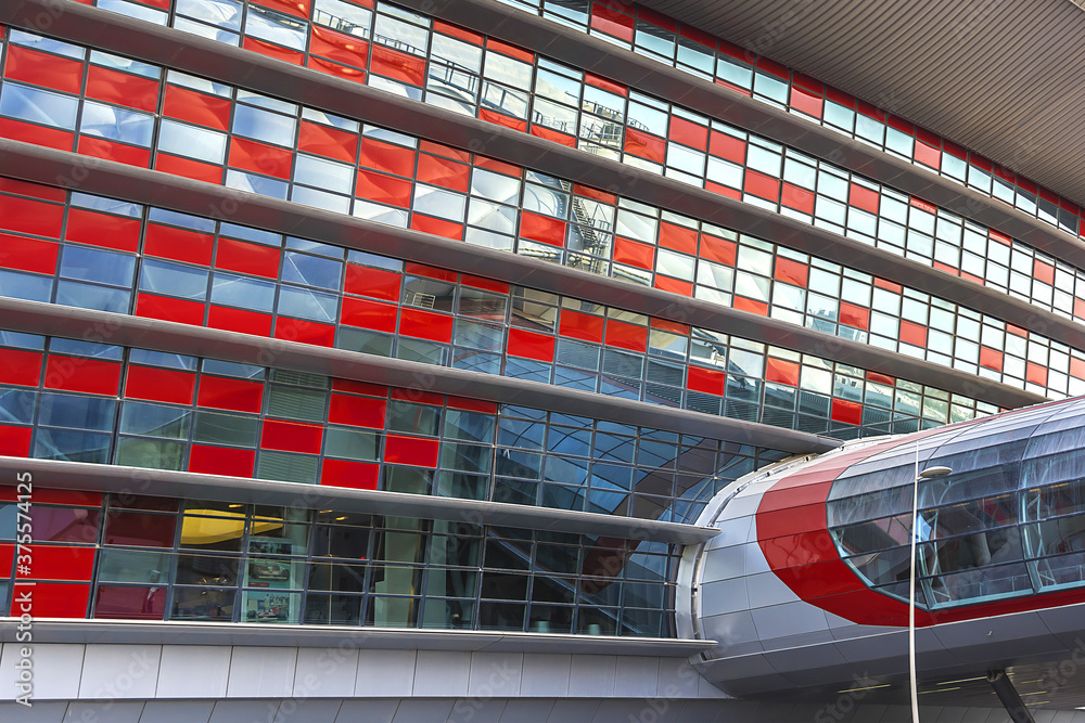 Exterior view of Ferrari World at Yas Island in Abu Dubai in the United ...