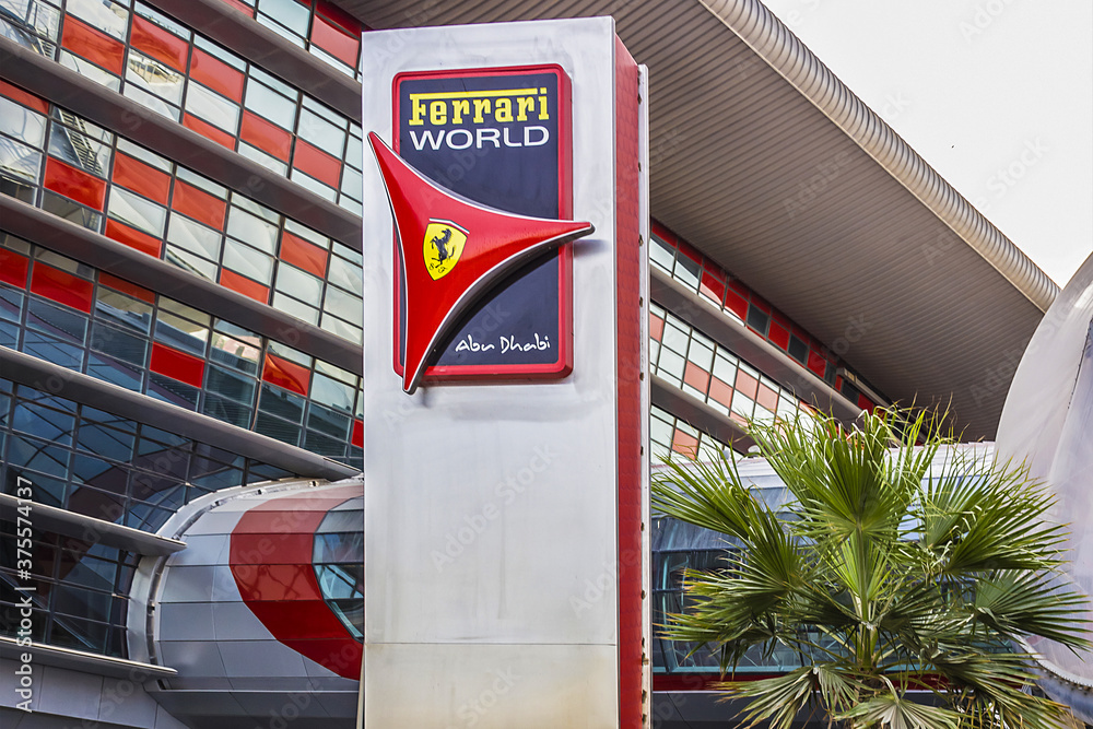Exterior view of Ferrari World at Yas Island in Abu Dubai in the United ...